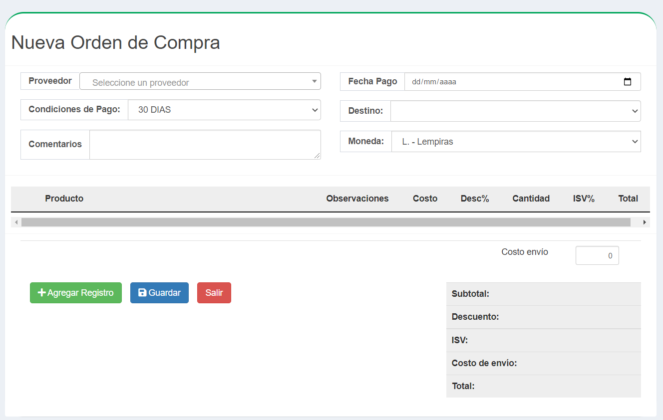 Crear una Orden de Compra – Blog de QuickERP